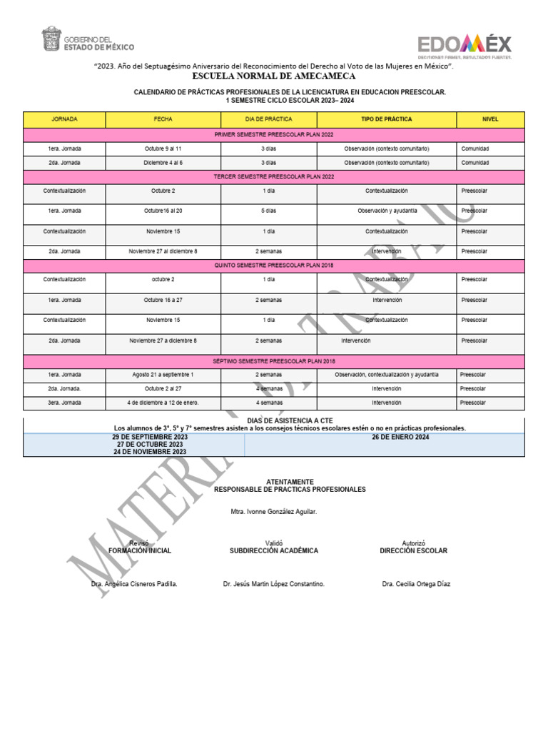 Calendario Práctica Profesional 2o Sem Lep. 22-23. | PDF