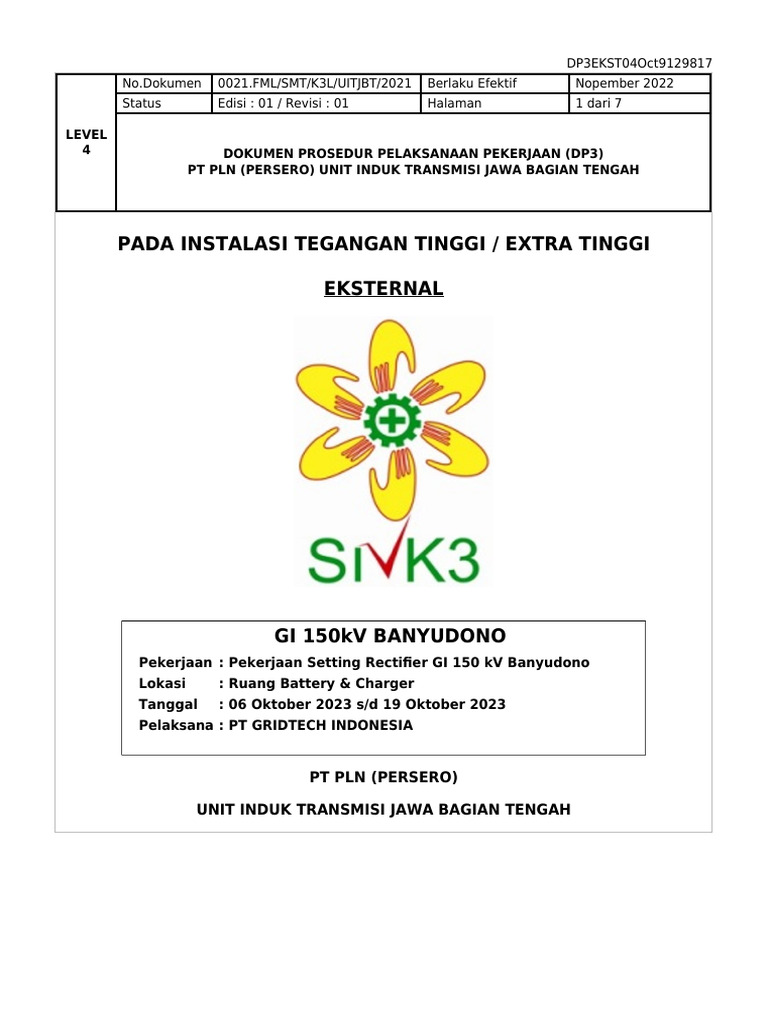 Prosedur Setting Rectifier GI Banyudono | PDF
