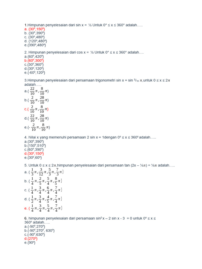 Soal PAS MTK Peminatan Kelas XI | PDF