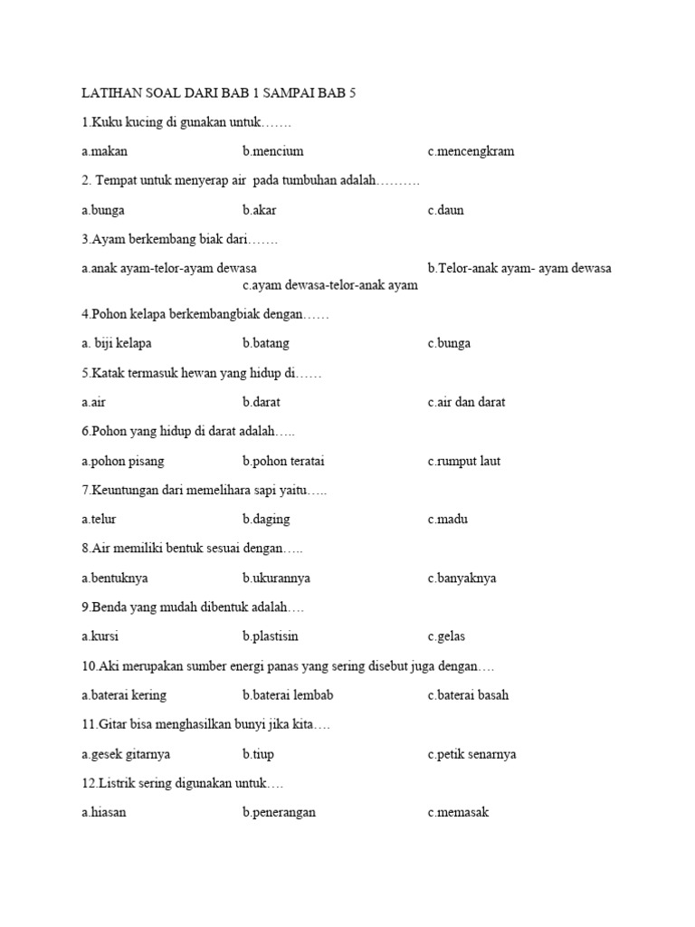 Latihan Soal Dari Bab 1 Sampai Bab 5 | PDF