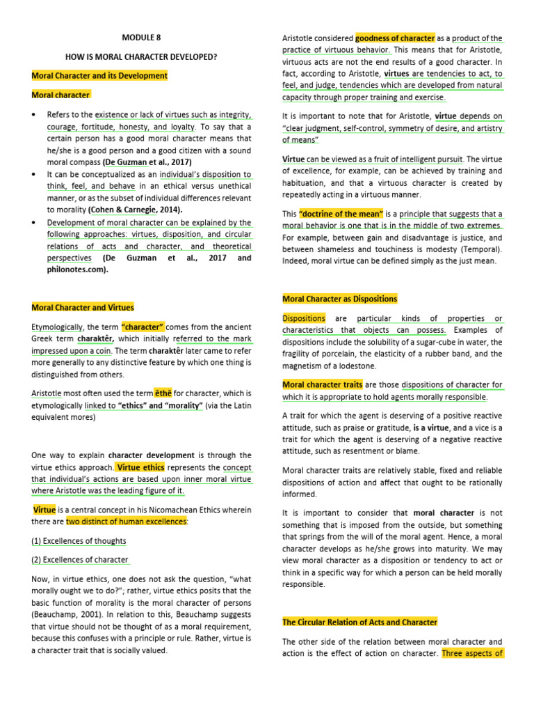 MODULE 8 9 ETHICS Edited | PDF | Virtue | Behavioural Sciences