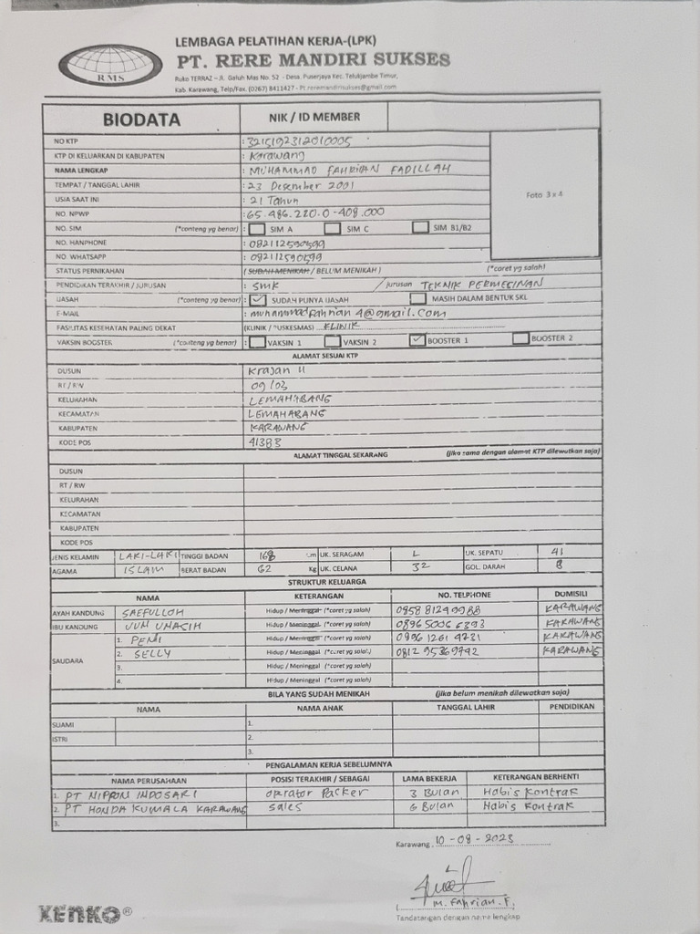 Hasil Tes - Muhammad Fahrian Fadillah | PDF