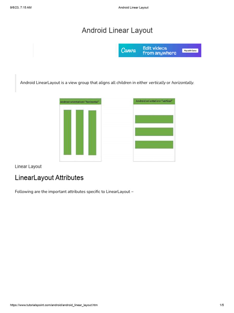 Android Linear Layout Pdf Android Operating System Application Software