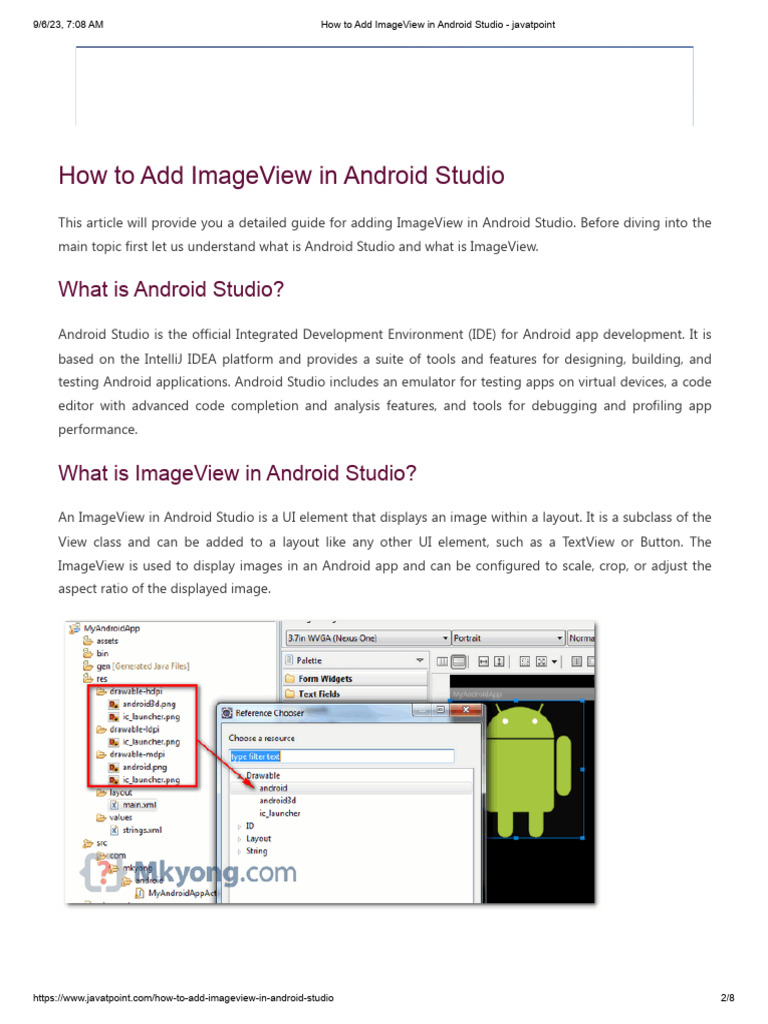 How To Add ImageView in Android Studio | PDF