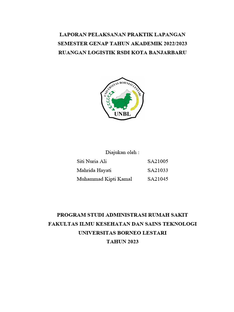 Laporan Pelaksanan Praktik Lapangan Semester Genap Logistik Umkap Fix | PDF