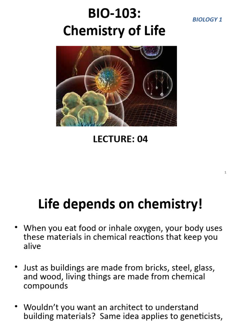 Lec-4,5 - Chemistry of Life | PDF