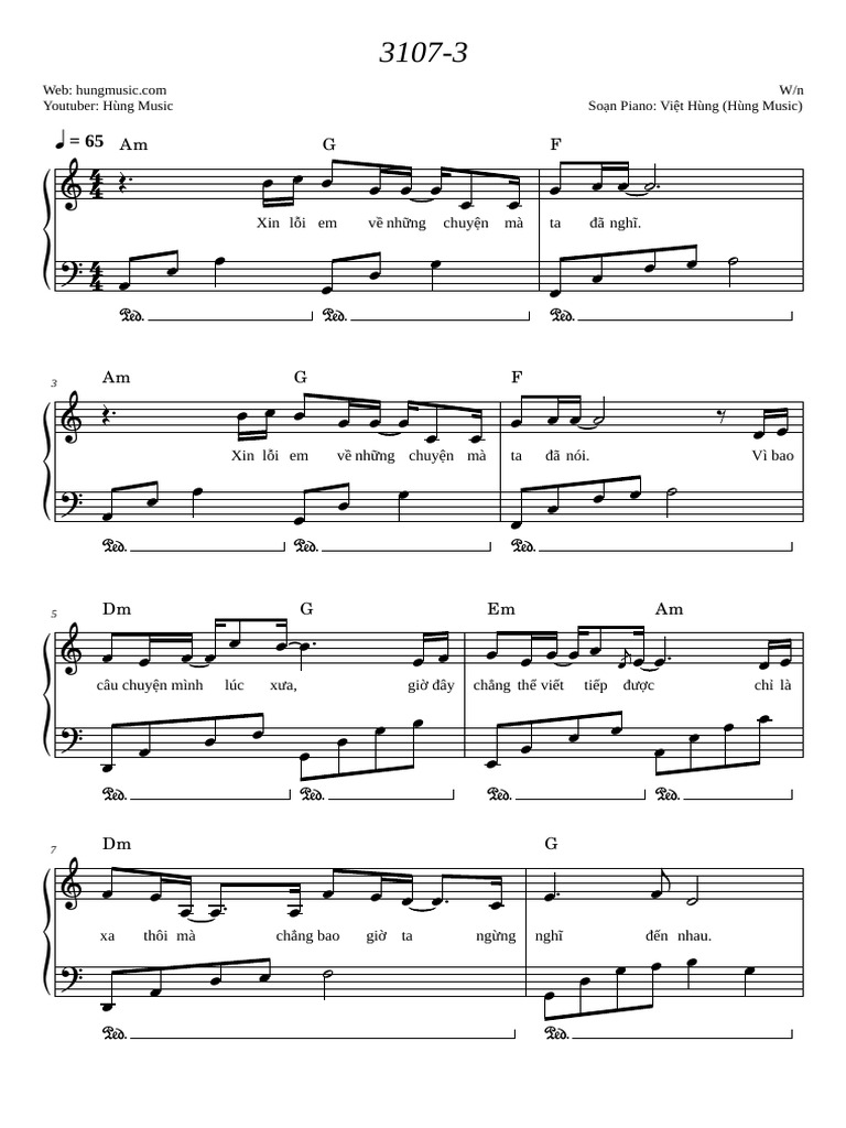 3107-3 Sheet Piano - Hung Music | PDF