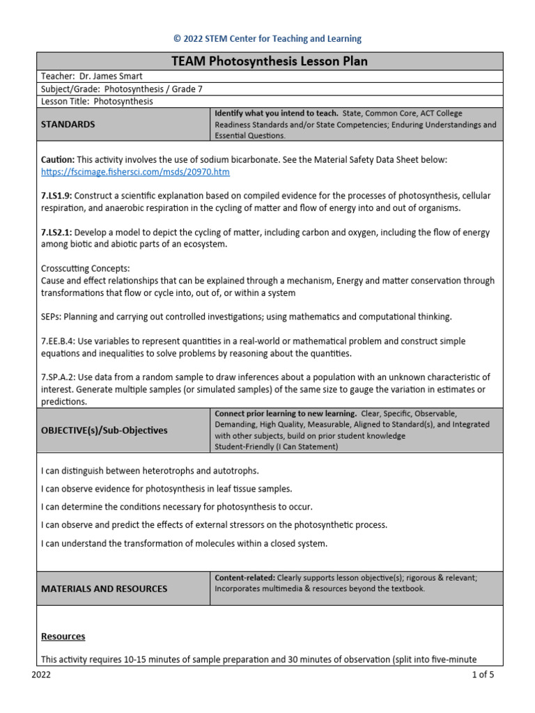 Photosynthesis A | PDF