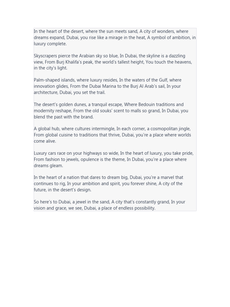 Poem Dubai | PDF
