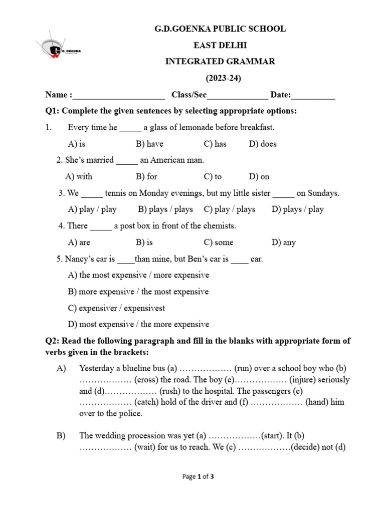 Grammar Term 1 Assignment | PDF