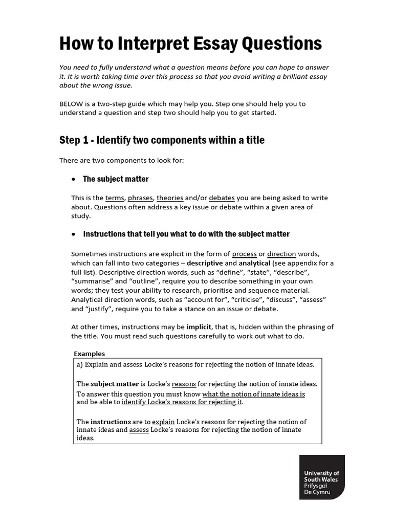 How To Interpret Essay Questions | PDF