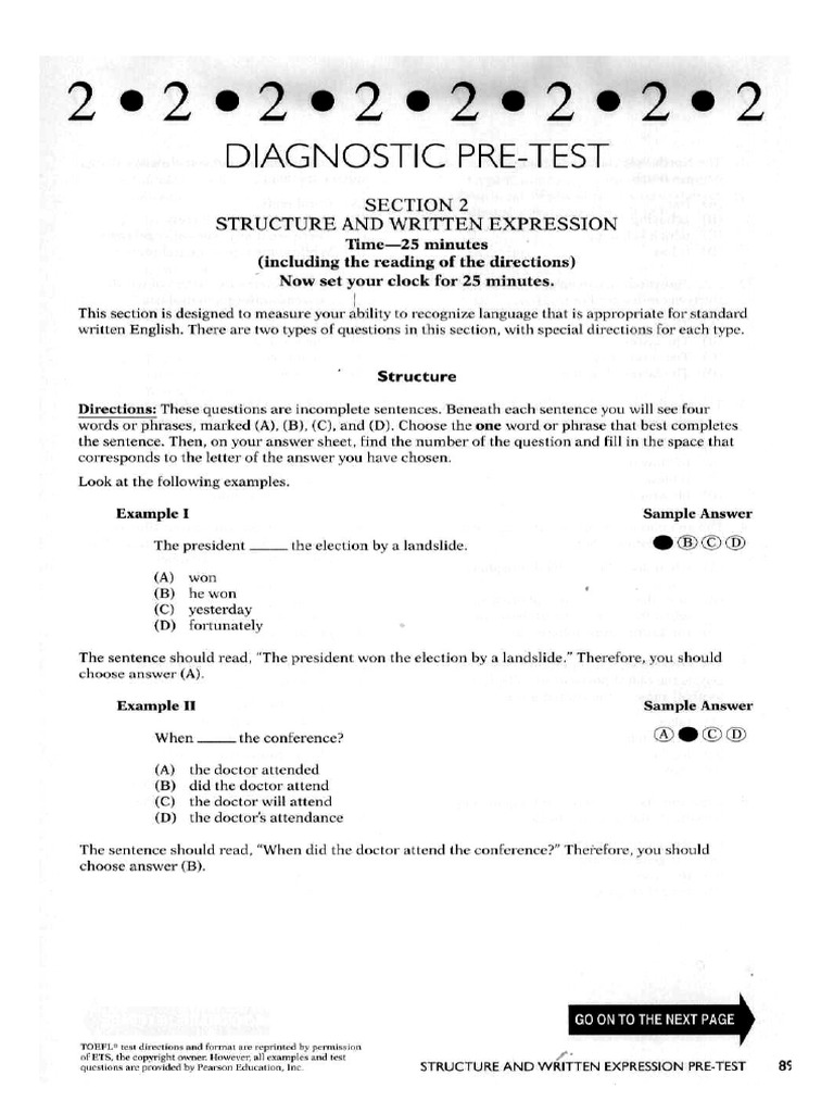 Longman Ptep Course - Structure Pre Test | PDF