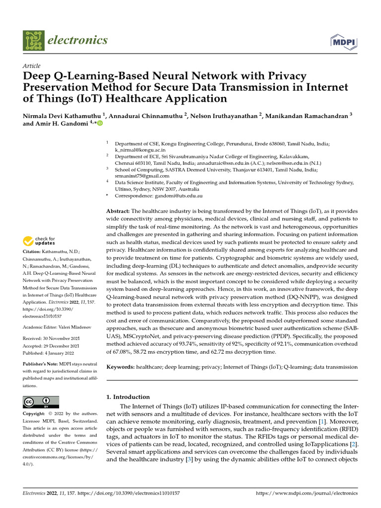 Deep Q-Learning-Based Neural Network With Privacy | Download Free PDF | Internet Of Things ...