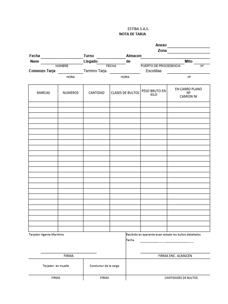 Formatos Tarja | PDF