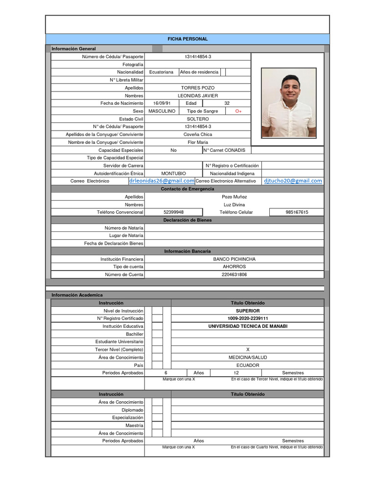 Copia de Ficha - Personal - General - Siith - 0465-Signed | PDF