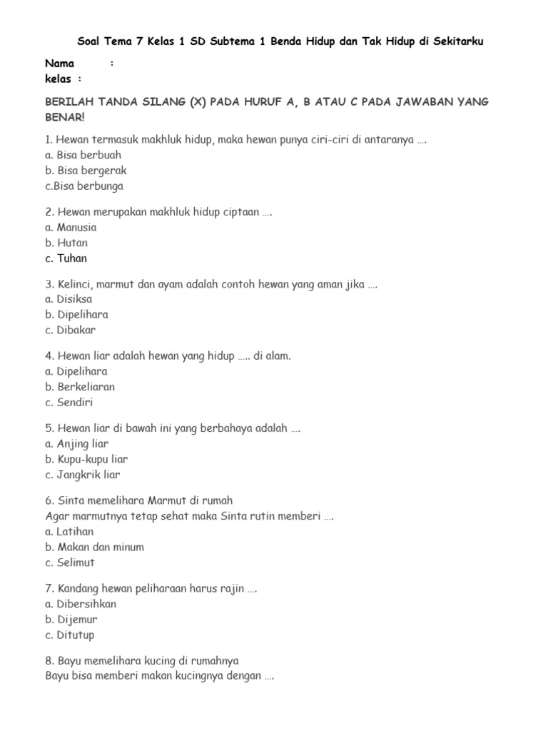 Rita Soal Kelas 1 | PDF