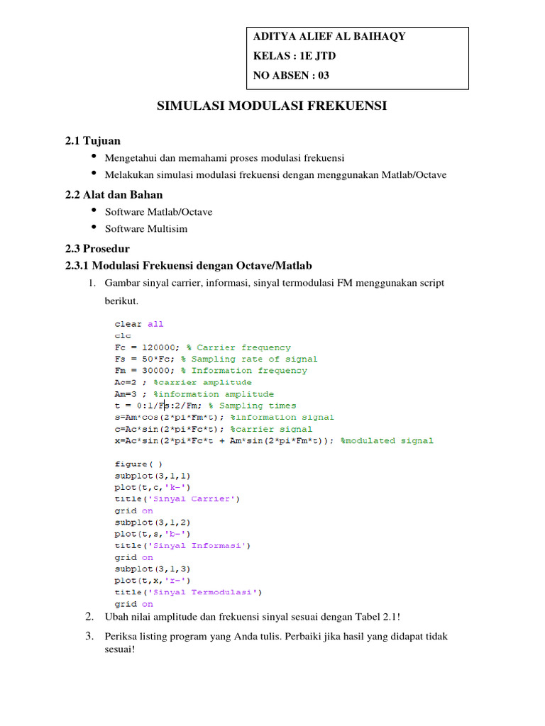 Modulasi FM - Aditya Alief | PDF