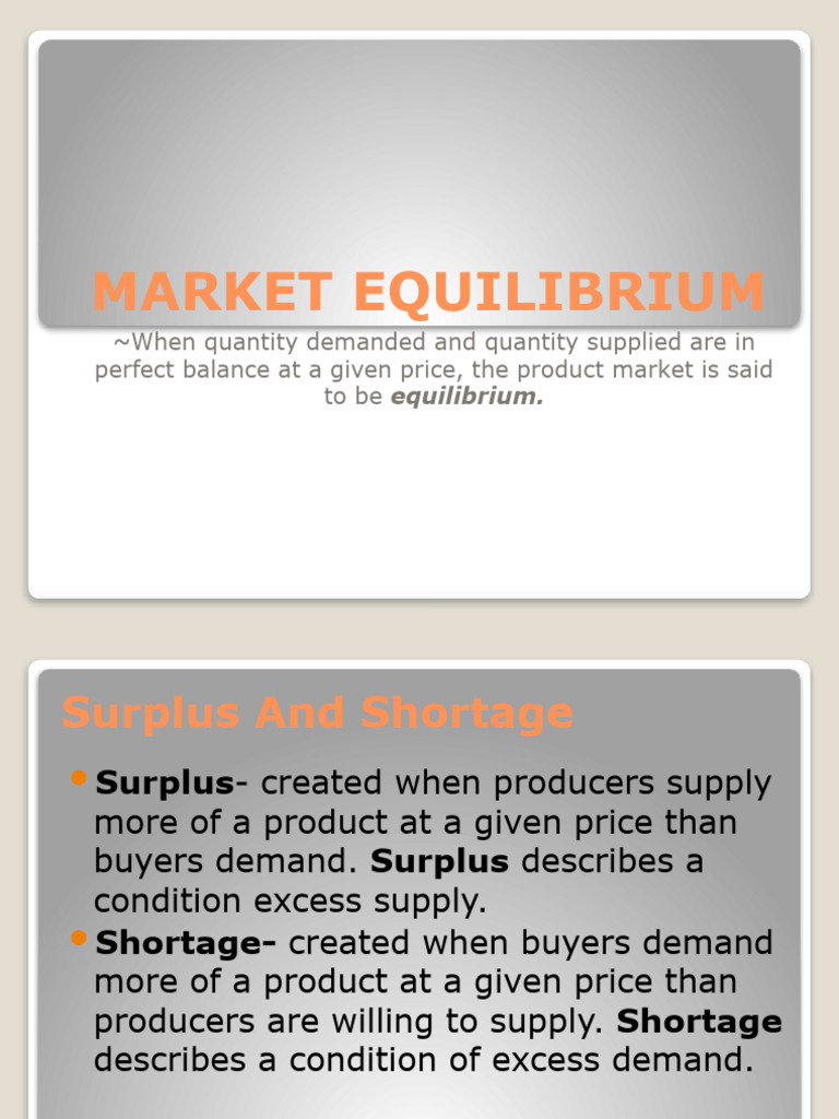 Market Equilibrium: Surplus & Shortage Analysis | PDF
