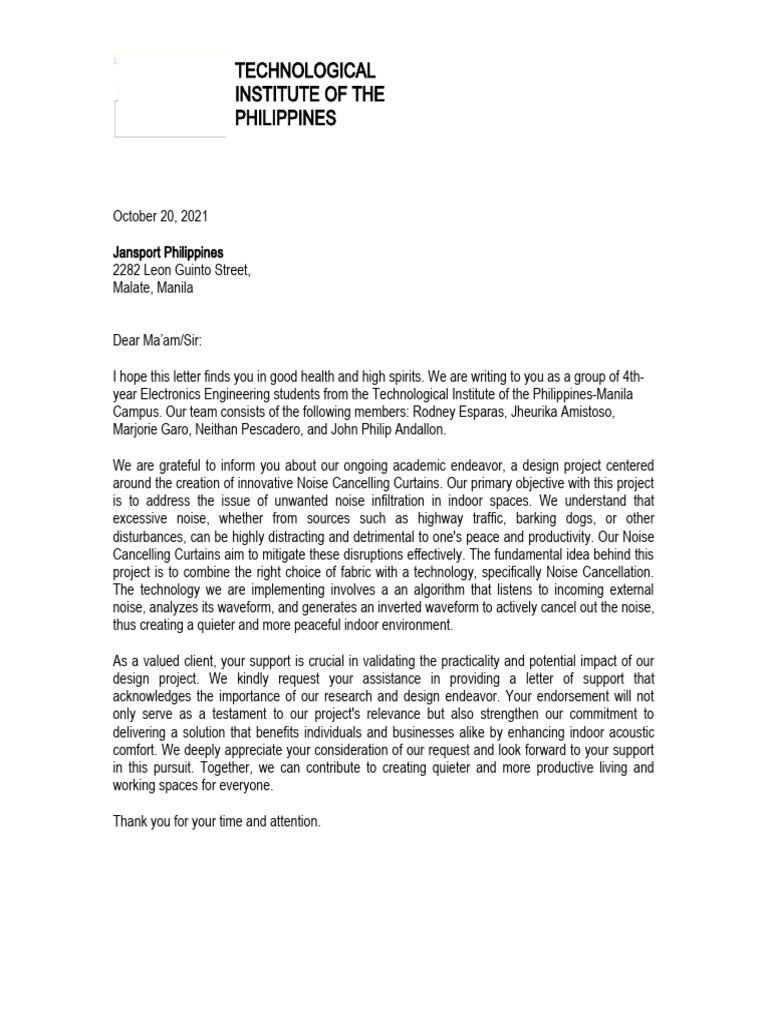 Sample Endorsement Letter For Client | PDF