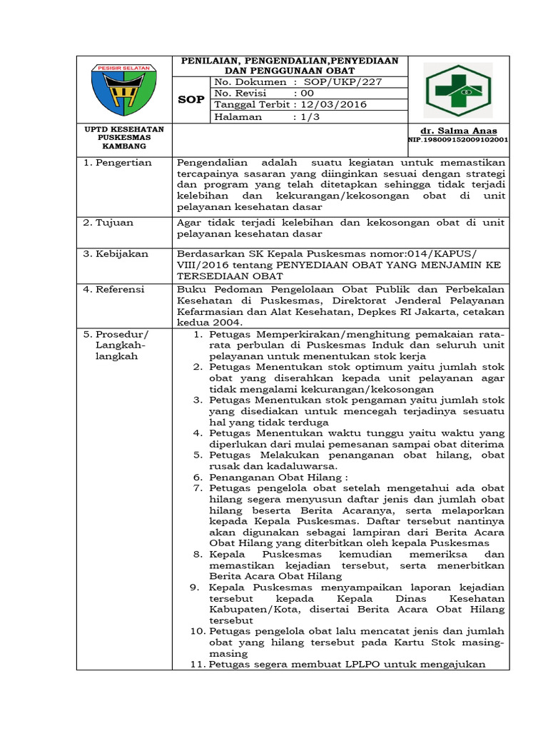 Sop Bab 8.2.1.1 | PDF