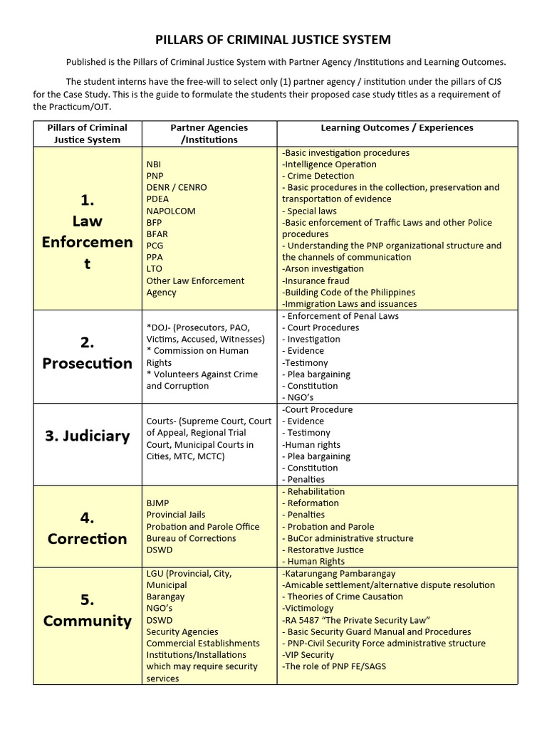 Pillars of Criminal Justice System | PDF