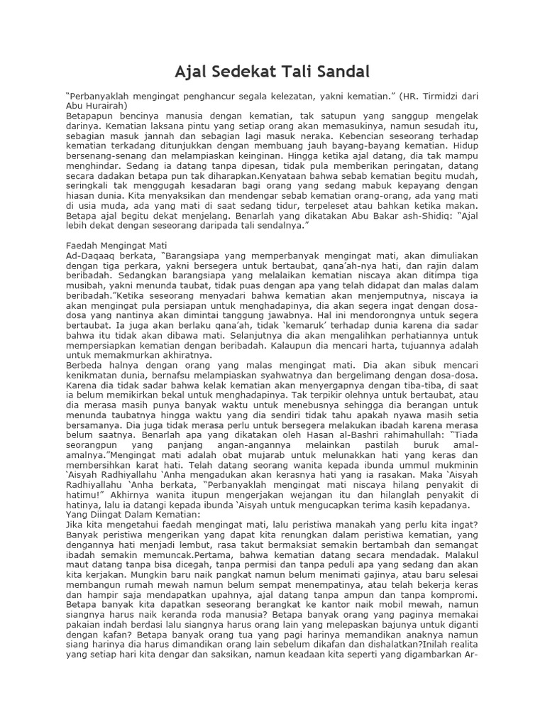 Ajal Sedekat Tali Sandal | PDF