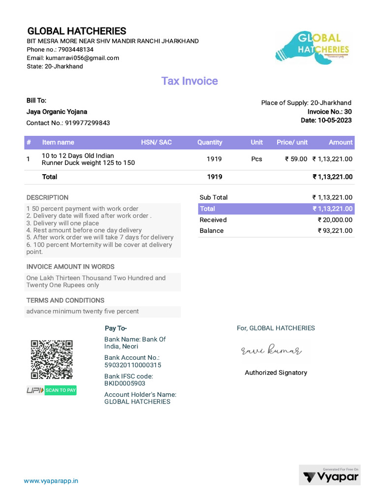 Poultry Bill Example | PDF