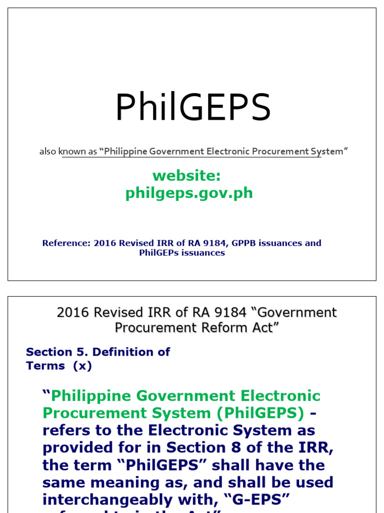Philgeps Presentation | PDF | Business | Finance & Money Management