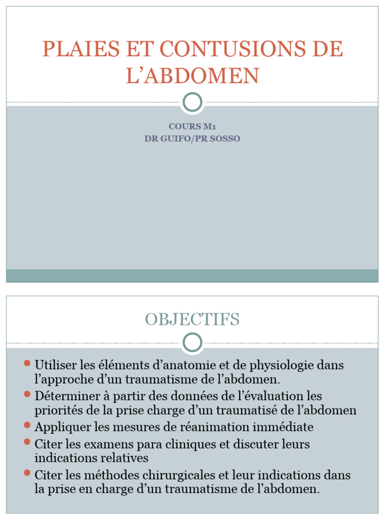 Plaies et Contusions Abdominales | PDF