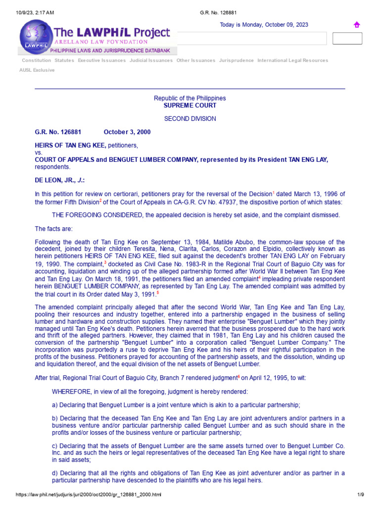 Heirs of Tan Eng Kee v. CA, 341 SCRA 740, 03 October 2000 | PDF