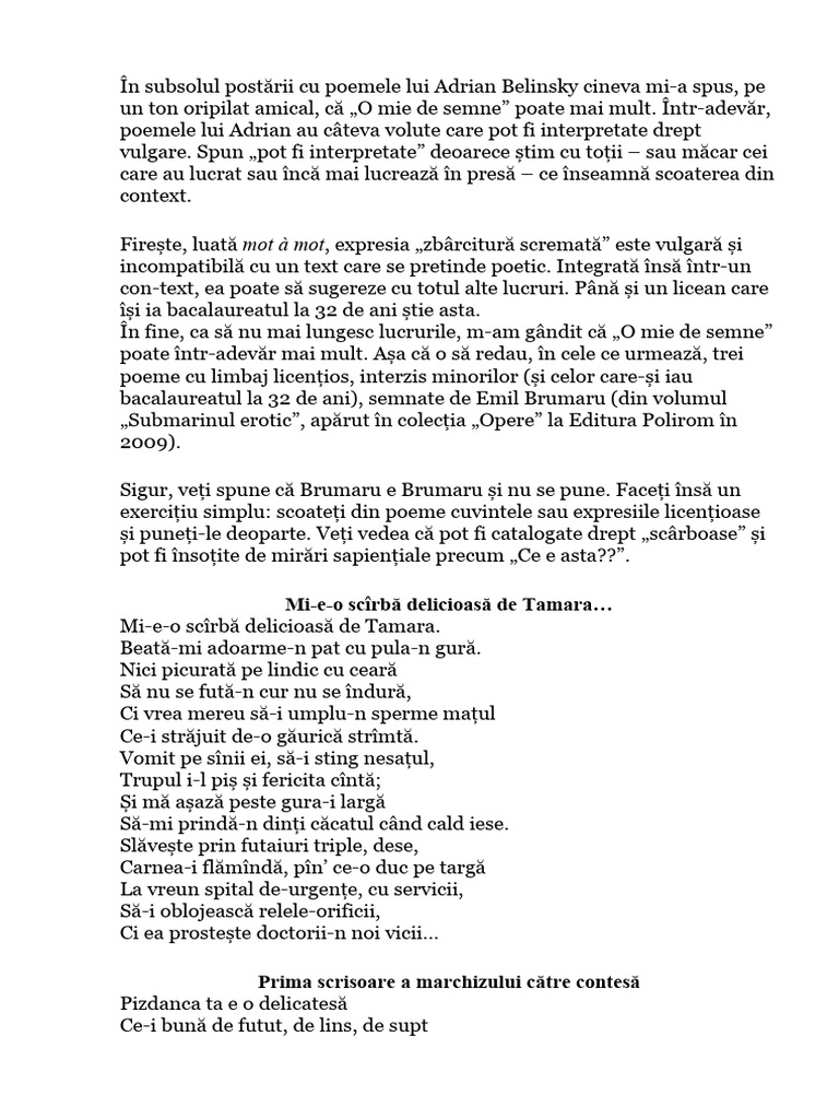 Poezii Licențioase de Emil Brumaru | PDF