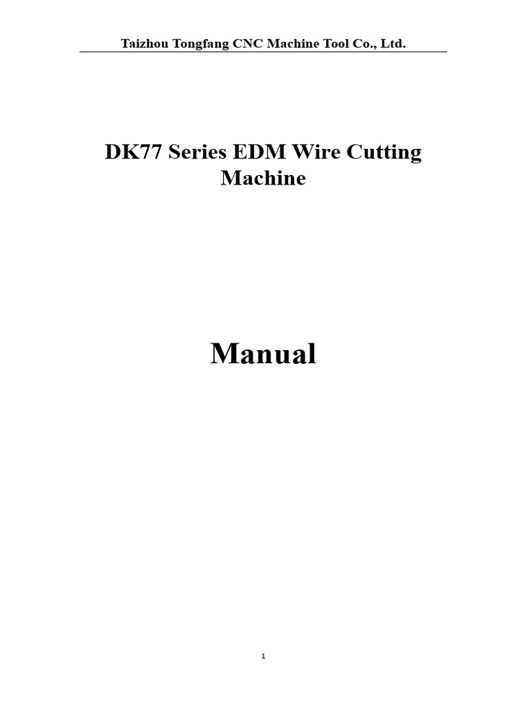 DK77 EDM Wire Cutting Machine Manual | PDF