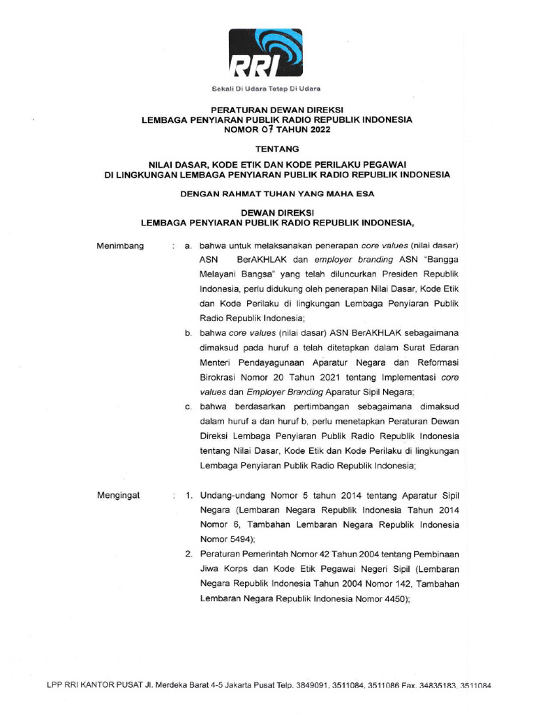 Nilai Dasar, Kode Etik & Perilaku Pegawai | PDF