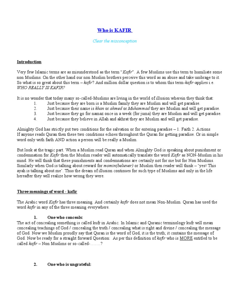 Who Is A KFIR | PDF | Kafir | Quran