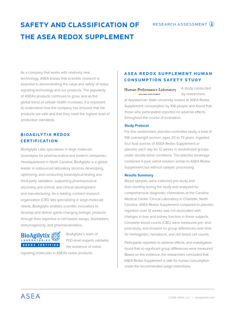 ASEA Redox Supplement Safety Overview | PDF | Dietary Supplements ...