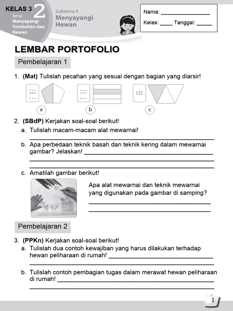 Lembar Portofolio Bupena 3a Tema 2 Sub 4 | PDF