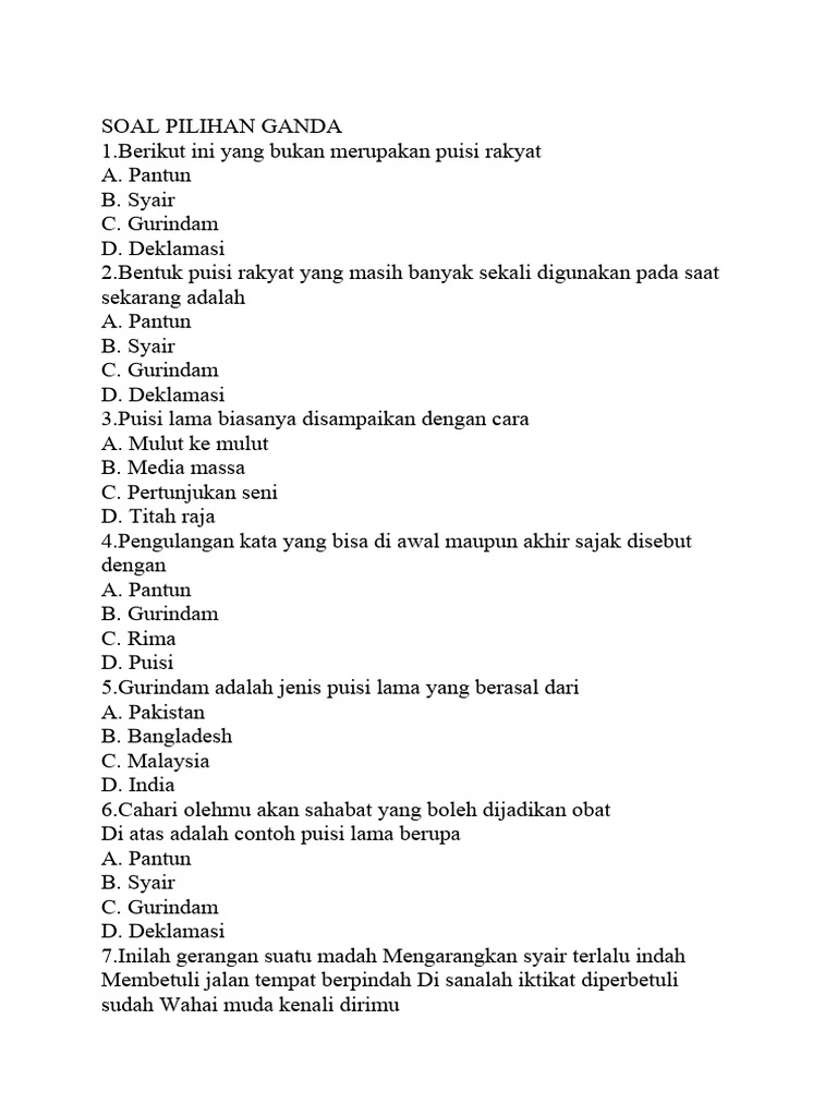 SOAL PILIHAN GANDA SMP | PDF