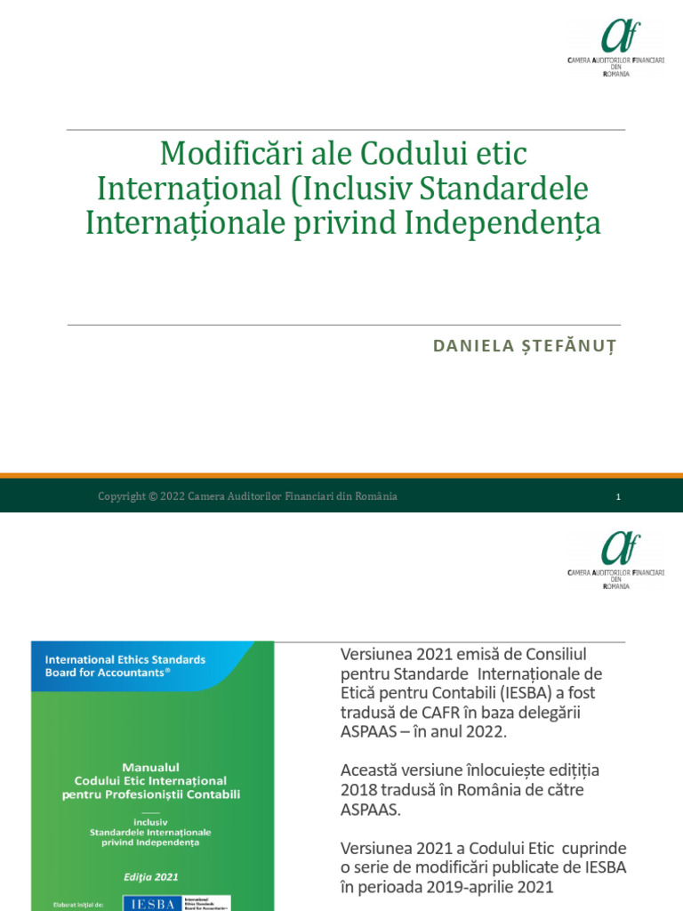 Codul Etic Daniela Stefanut 2022 | PDF