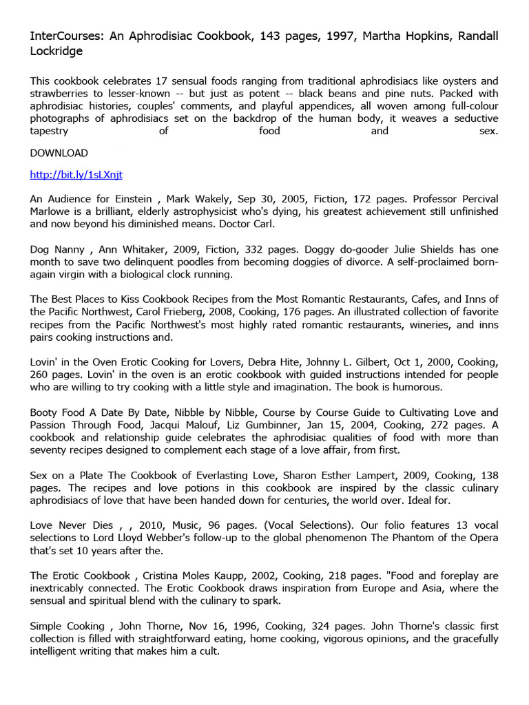 Intercourses An Aphrodisiac Cookbook | PDF