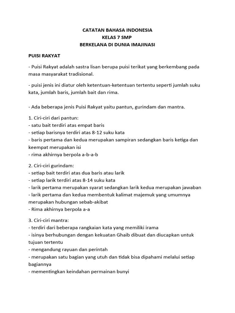 PUISI RAKYAT Dan TEKS NARATIF | PDF