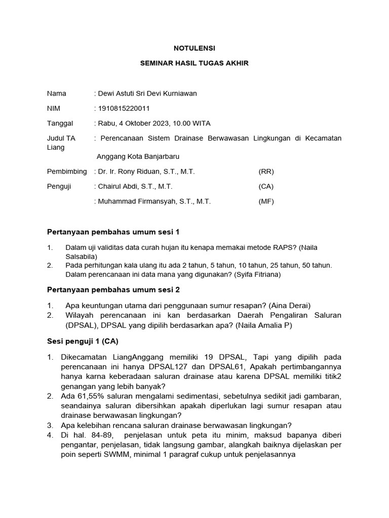 Template Notulensi | PDF