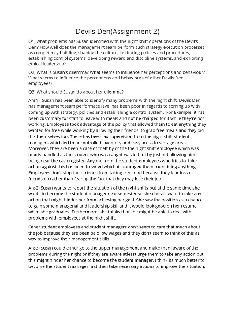 Night Shift Challenges at Devil's Den | PDF