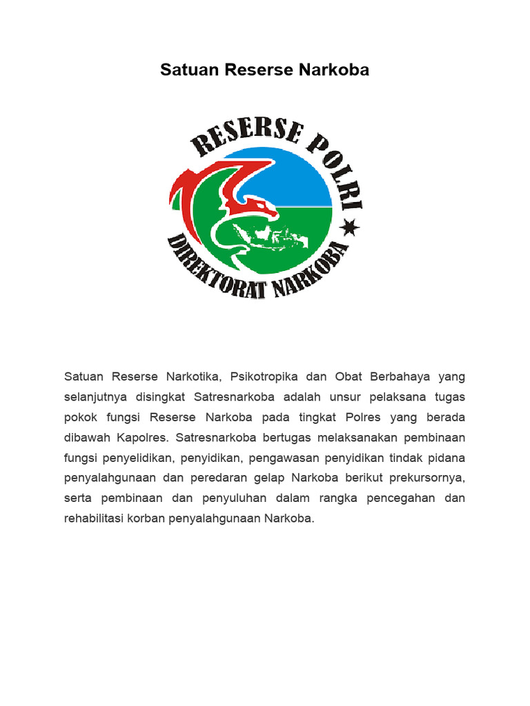 Satuan Reserse Narkoba | PDF