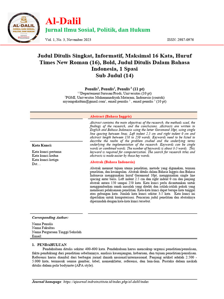 Template Jurnal AL-DALIL | PDF