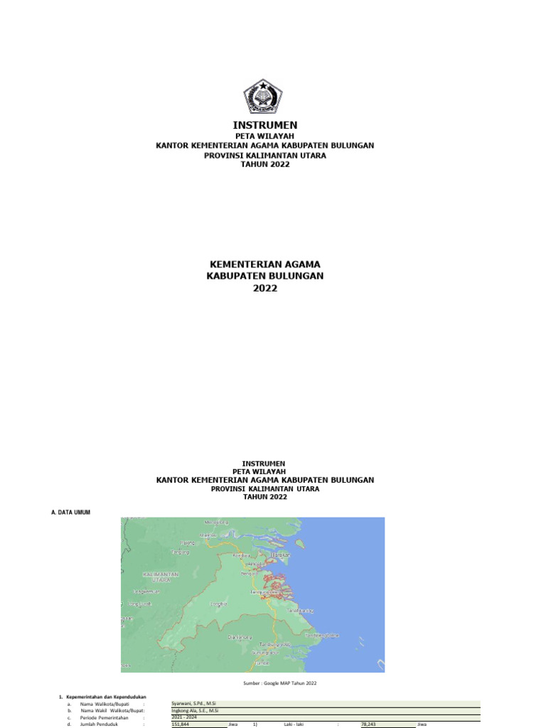 Peta Wilayah Bulungan 2022 | PDF