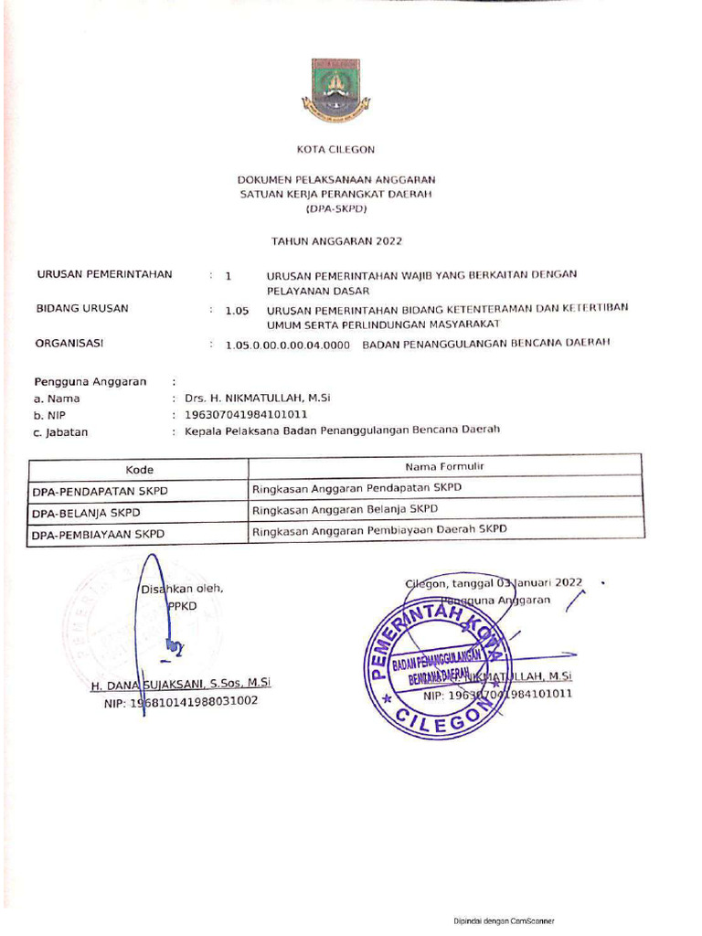 DPA BPBD KOTA CILEGON 2022 (1) (2) Compressed Compressed | PDF