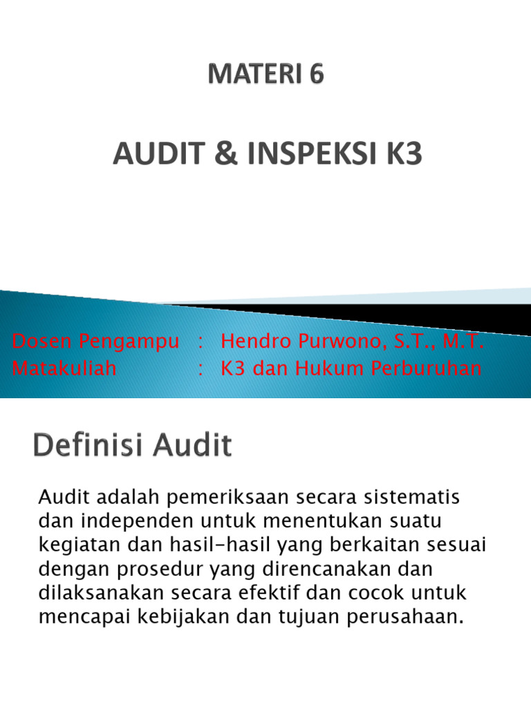 Materi 6 (Audit Dan Inspeksi K3) | PDF | Bisnis