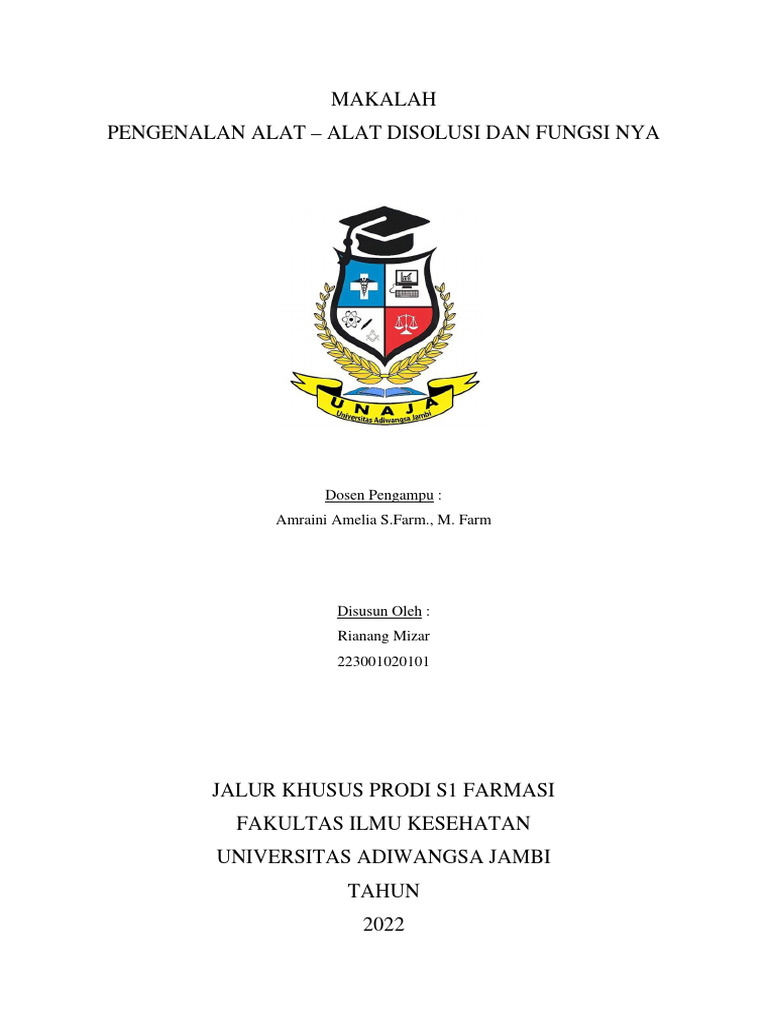 Pengenalan Alat Disolusi dan Fungsinya | PDF