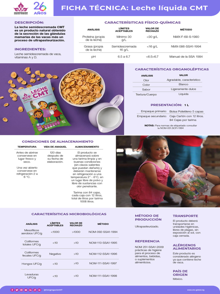 2. FICHA TECNICA Leche líquida CMT | PDF
