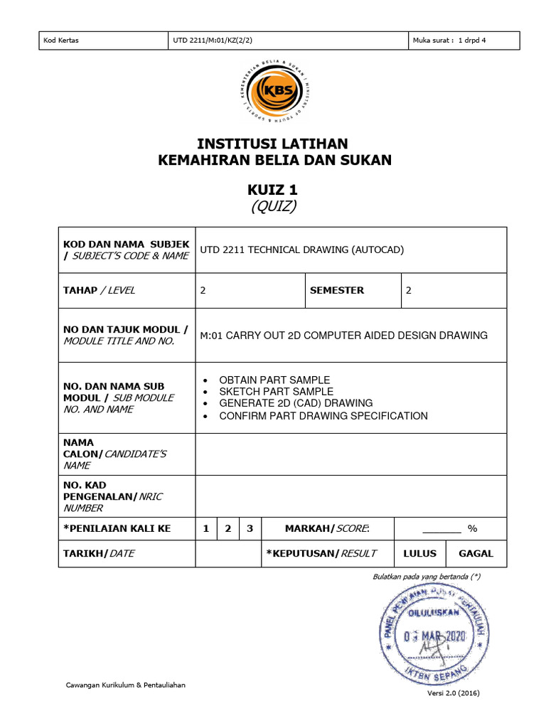Kuiz 1 | PDF | Seni | Komputer